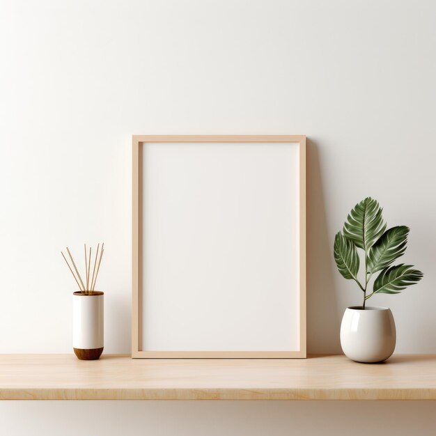 Premium Photo | Mockup of a thin light colored wood portrait frame AI ... Premium Photo | Mockup of a thin light colored wood portrait frame AI ...