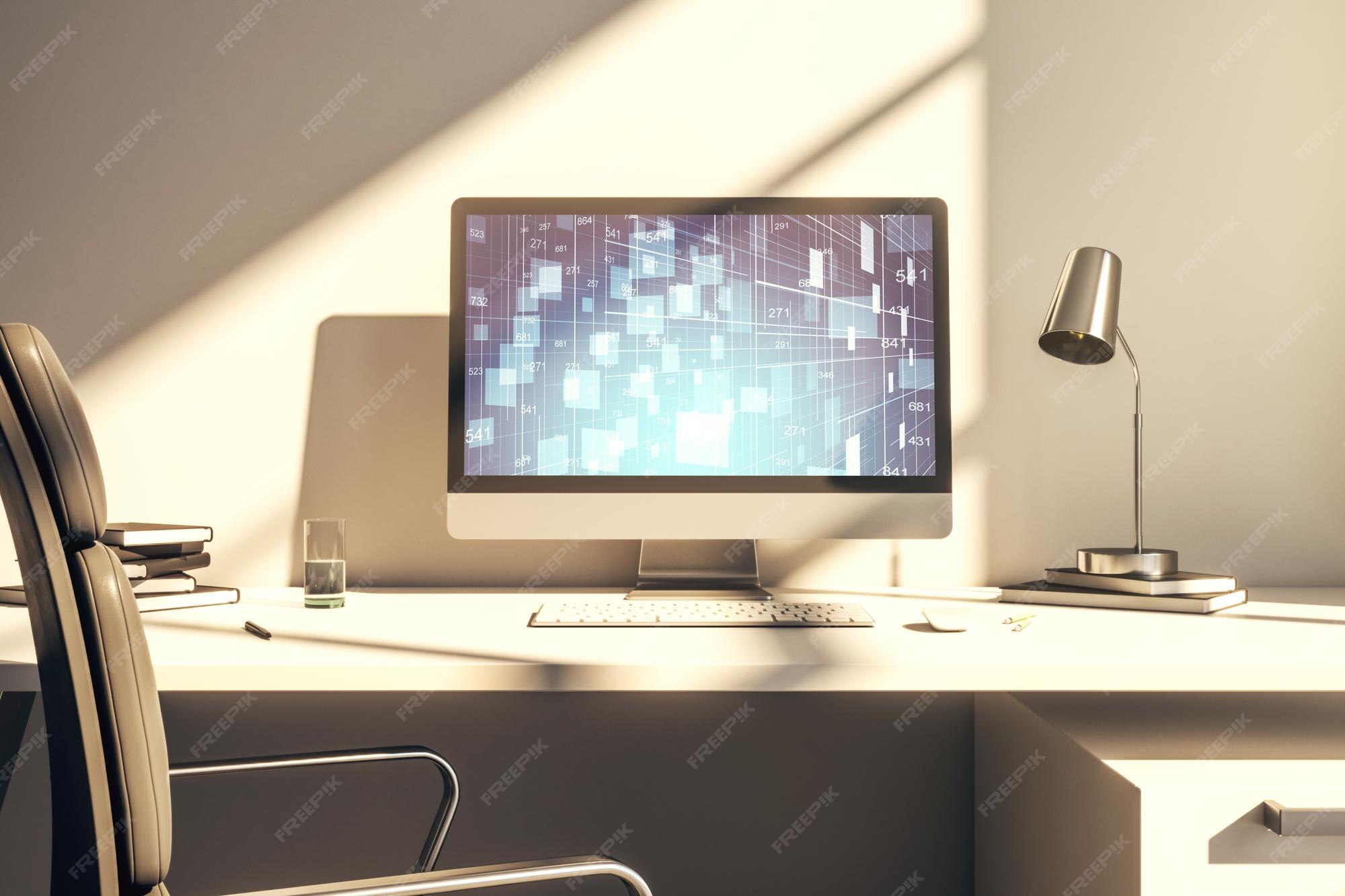 Premium Photo | Modern computer display with abstract graphic data ...