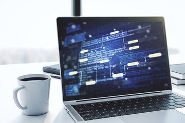 Premium Photo | Modern computer display with abstract programming ...