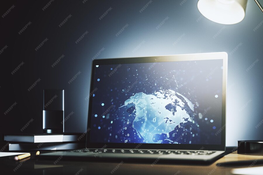 Premium Photo | Modern computer display with abstract programming ...