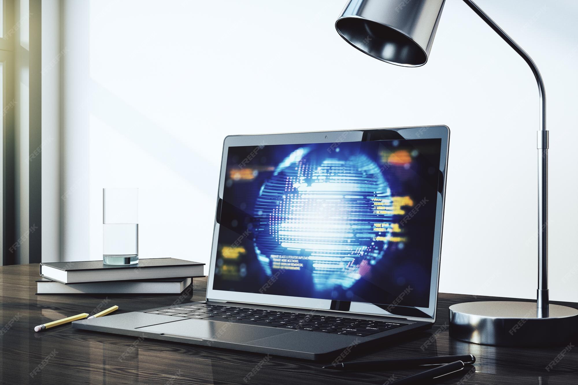 Premium Photo | Modern computer display with abstract programming ...