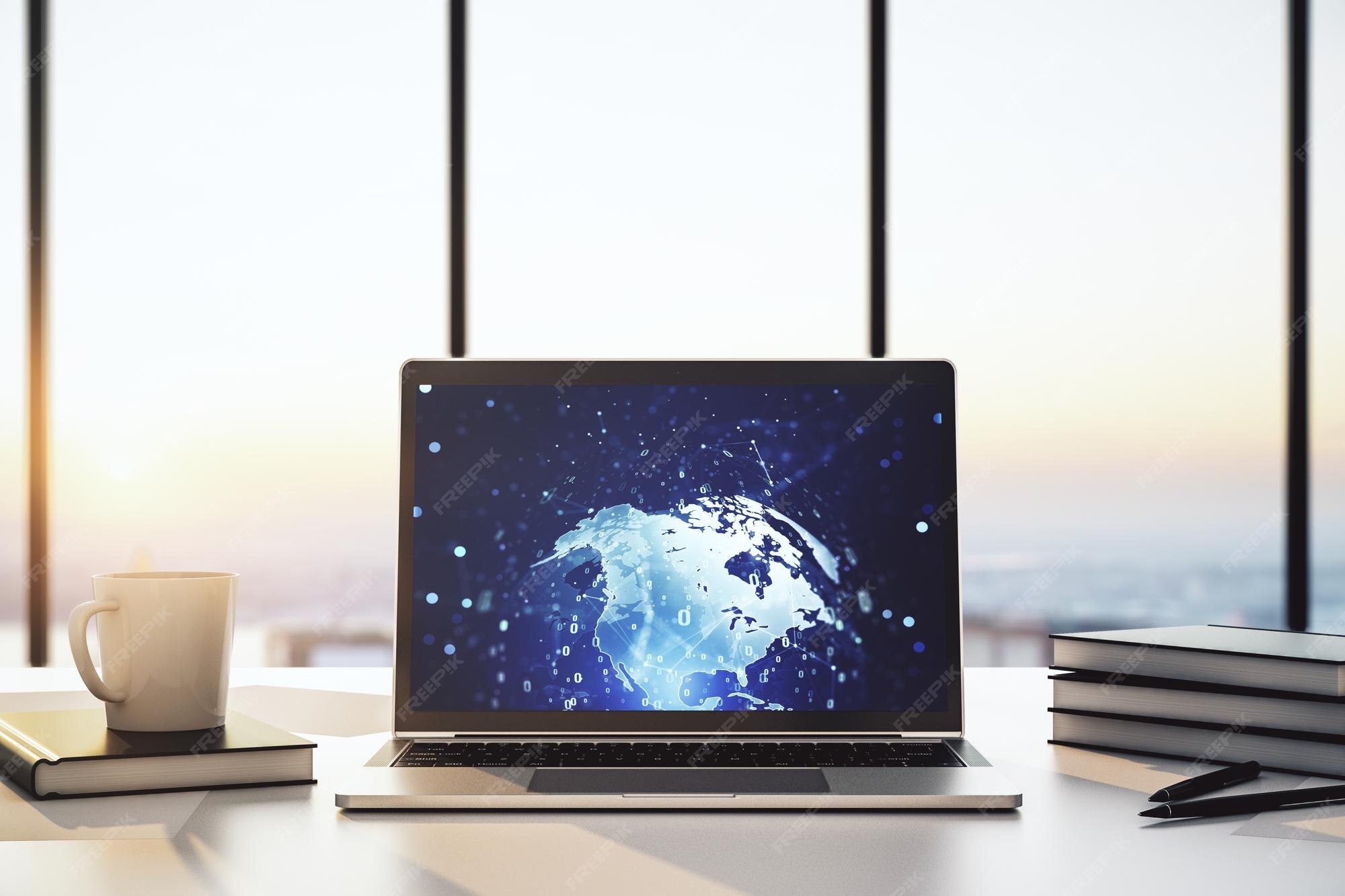 Premium Photo | Modern computer display with abstract programming ...