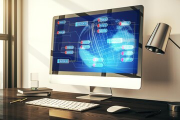 Premium Photo | Modern computer monitor with abstract programming ...