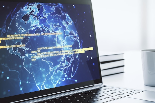 Premium Photo | Modern computer screen with abstract creative coding ...