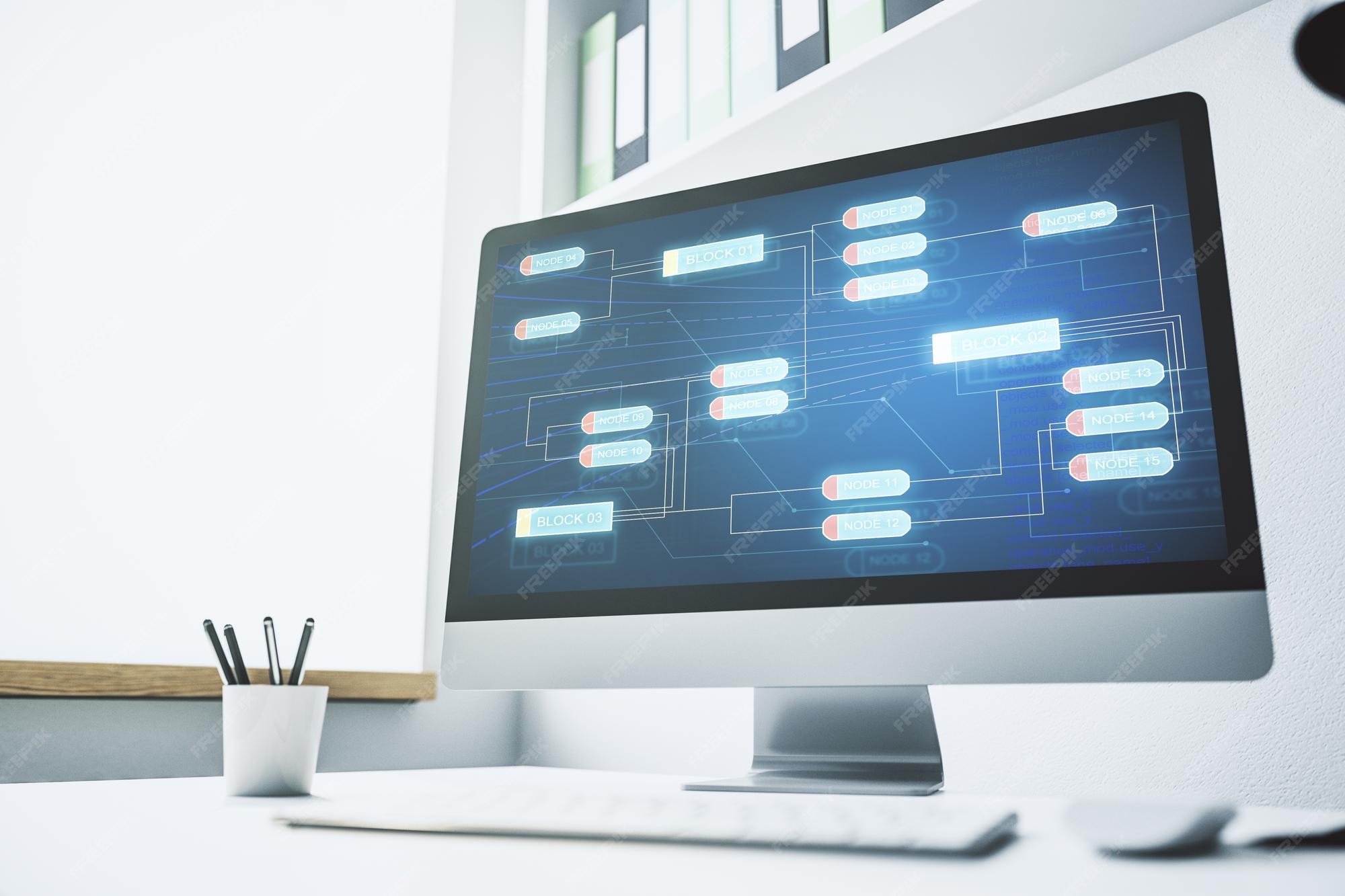 Premium Photo | Modern computer screen with abstract graphic coding ...