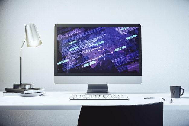 Premium Photo | Modern computer screen with abstract graphic coding ...