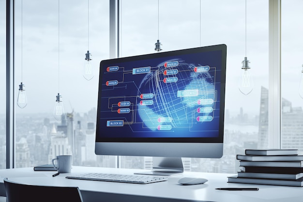 Premium Photo | Modern computer screen with abstract graphic coding ...