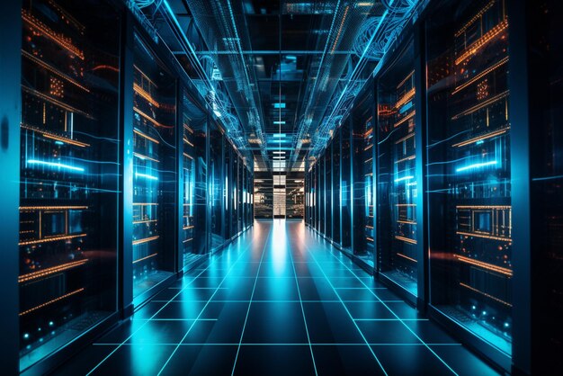 Premium AI Image | A modern data center with racks of servers cooling ... Premium AI Image | A modern data center with racks of servers cooling ...