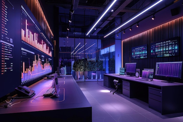 Premium Photo | Modern Data Command Center with HighTech Displays A stateoftheart data command ...