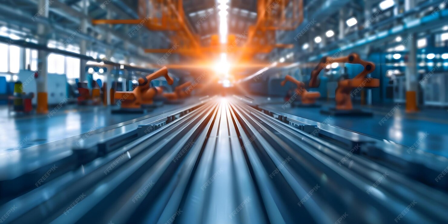 Modern factory uses advanced robots for precise and efficient complex tasks Concept Advanced ...