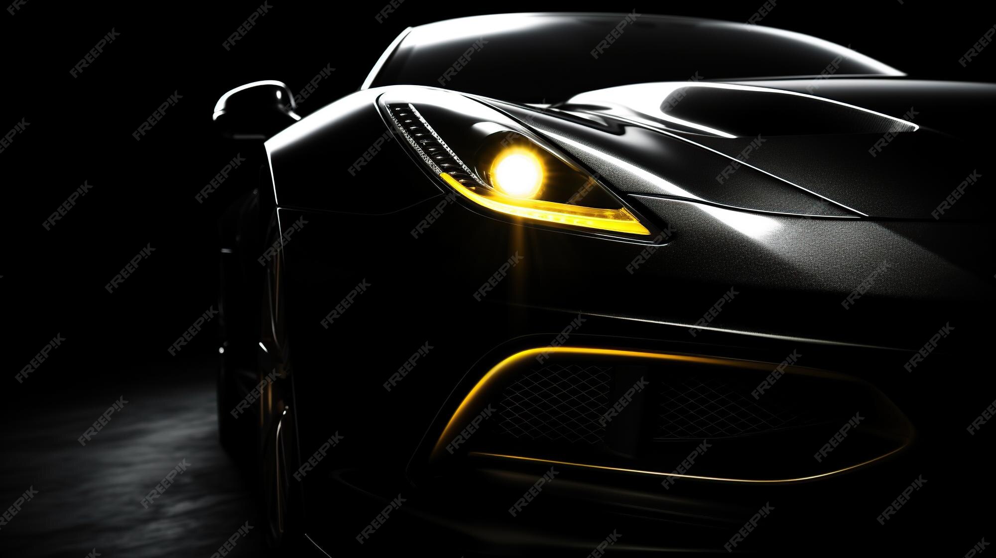Premium Photo | Modern front view black car headlights on black background Premium Photo | Modern front view black car headlights on black background