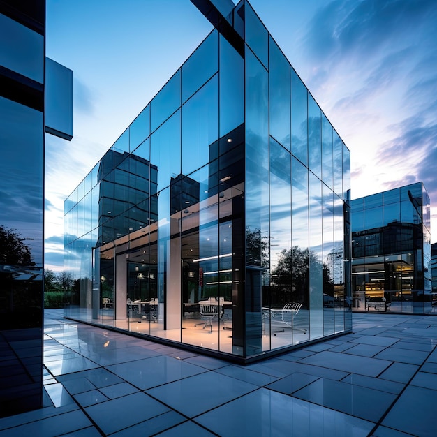 Premium AI Image | Modern glass facade Premium AI Image | Modern glass facade
