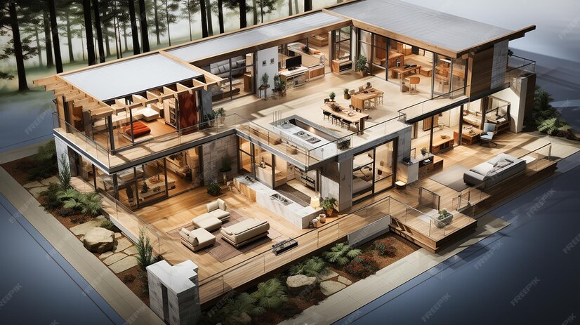 Premium Photo | Modern House Building Project Plan Blueprint Premium Photo | Modern House Building Project Plan Blueprint