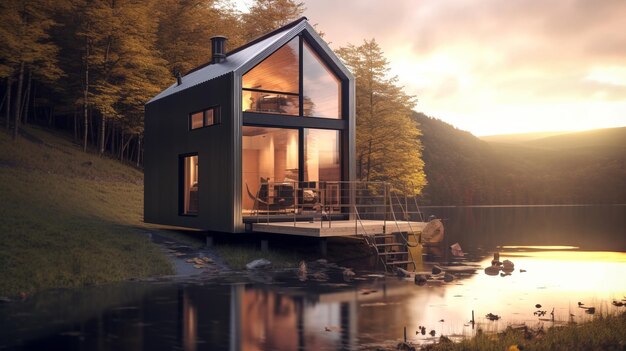 Premium AI Image | Modern tiny house Generative AI Premium AI Image | Modern tiny house Generative AI
