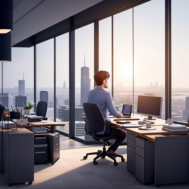 Premium AI Image | Modern Workspace Achieving Office Excellence Premium AI Image | Modern Workspace Achieving Office Excellence