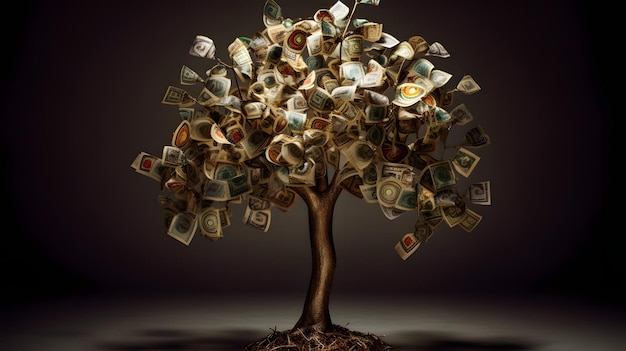 Premium AI Image | Money tree concept rich wealth Generative AI Premium AI Image | Money tree concept rich wealth Generative AI