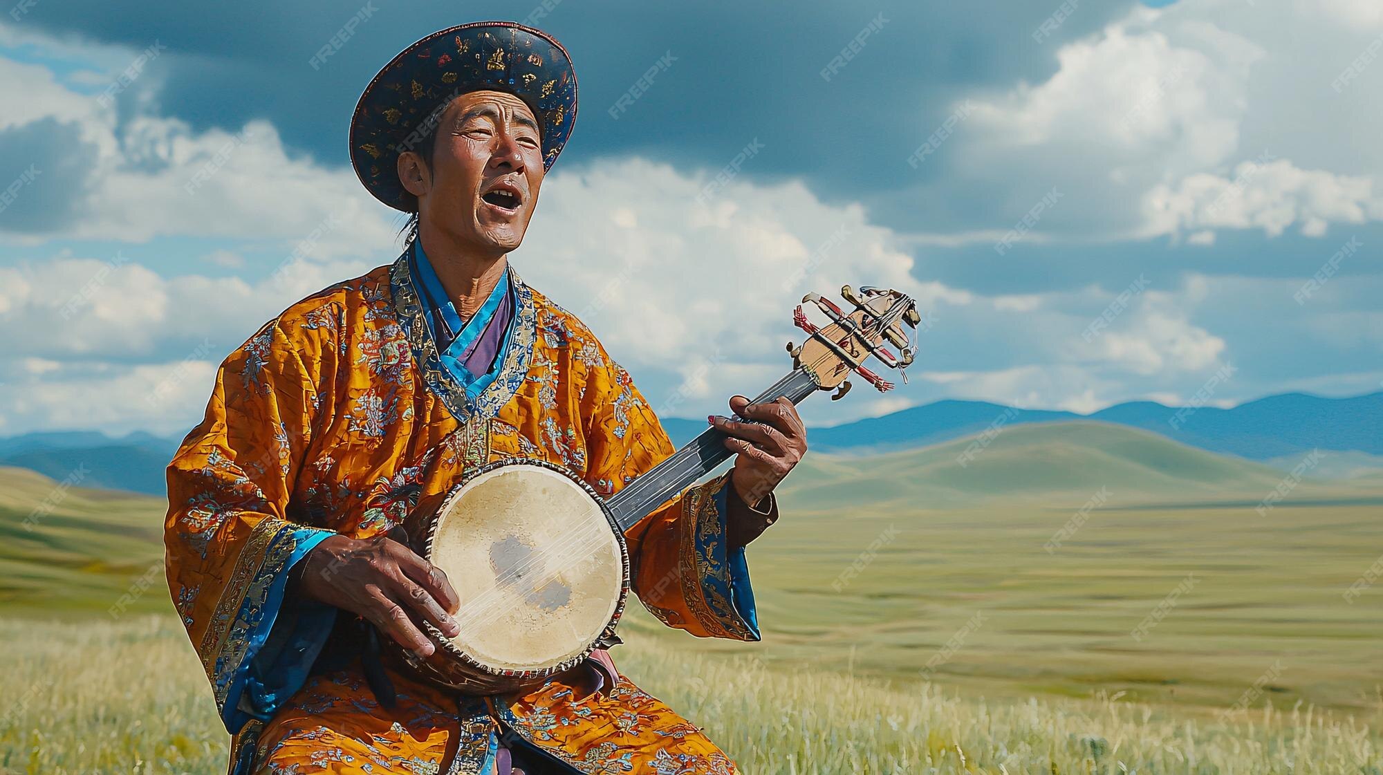 Mongolian Throat Singer Performing in the Open Steppe | Premium AI ... Mongolian Throat Singer Performing in the Open Steppe | Premium AI ...