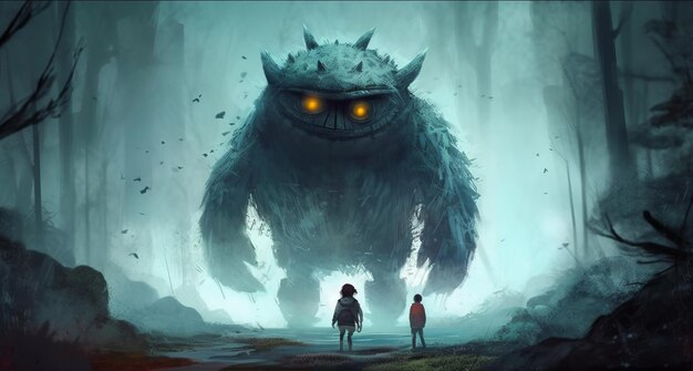 Premium AI Image | Monster Meets Son A Heartwarming Tale Premium AI Image | Monster Meets Son A Heartwarming Tale