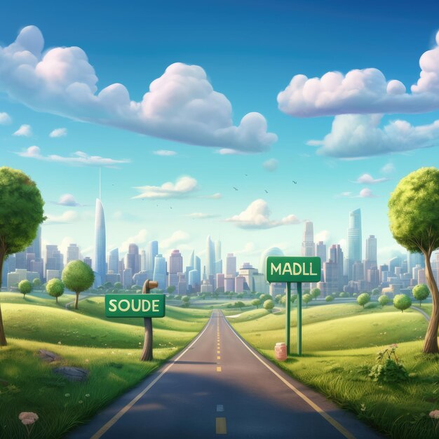 Premium AI Image | Mooville A Whimsical Journey Straight Ahead Premium AI Image | Mooville A Whimsical Journey Straight Ahead