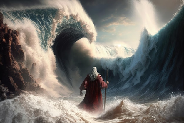 Moses Parting the Red Sea AI | Premium AI-generated image Moses Parting the Red Sea AI | Premium AI-generated image