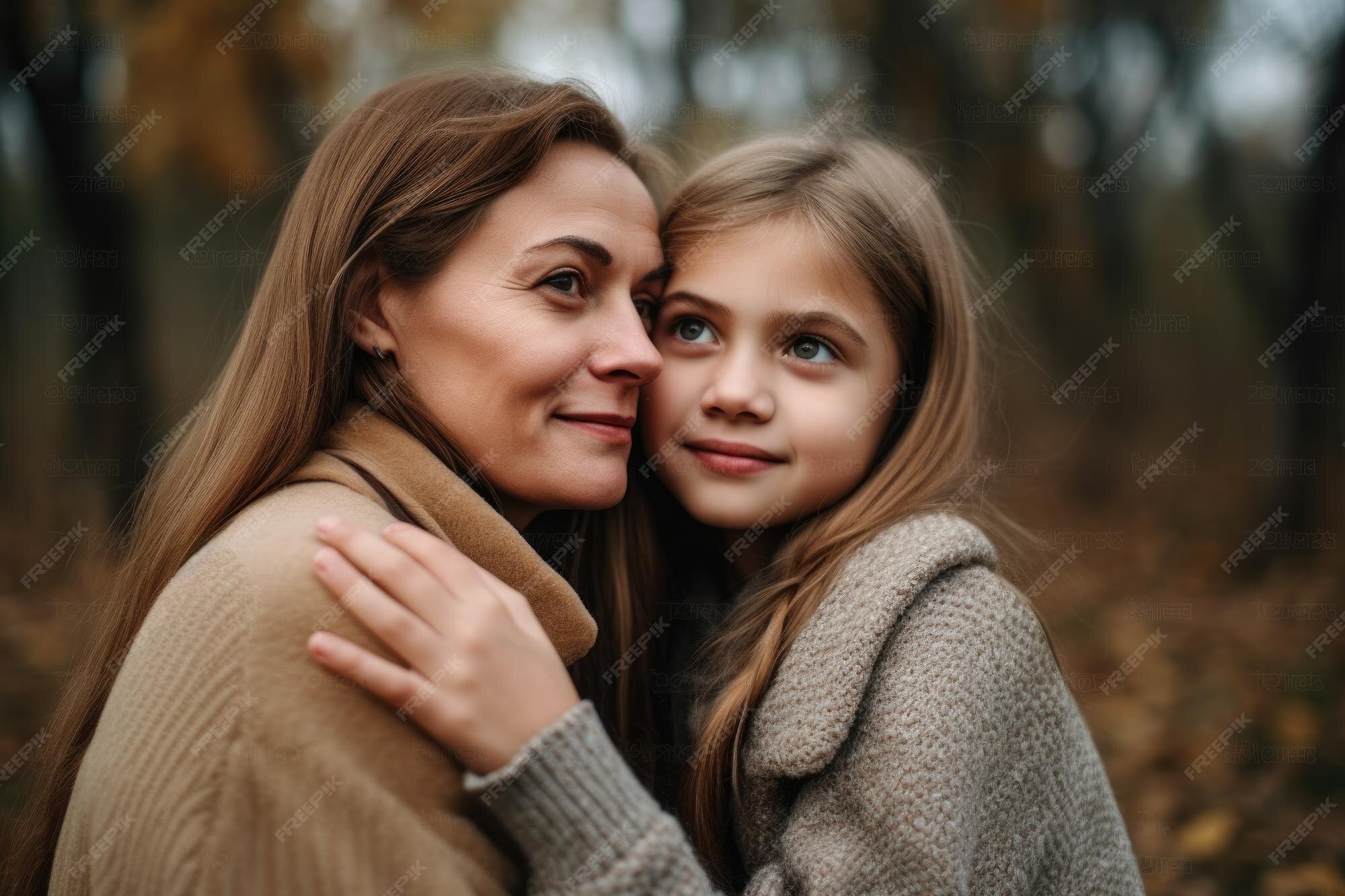 Premium Ai Image A Mother And Daughter Hugging Each Other In The Outdoors Created With