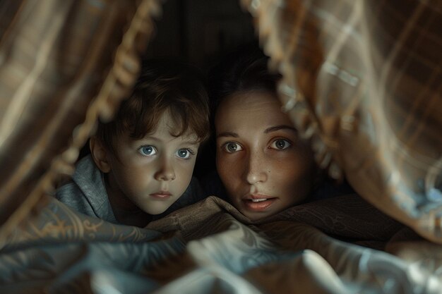 Premium Photo Mother And Son Playing Hide And Seek 4033