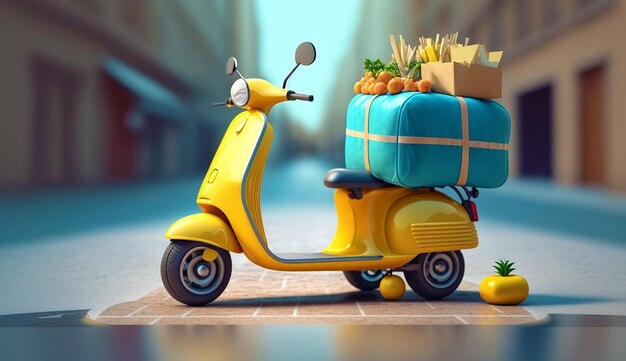 Premium Photo | Motorcycle delivery service Generative AI Premium Photo | Motorcycle delivery service Generative AI