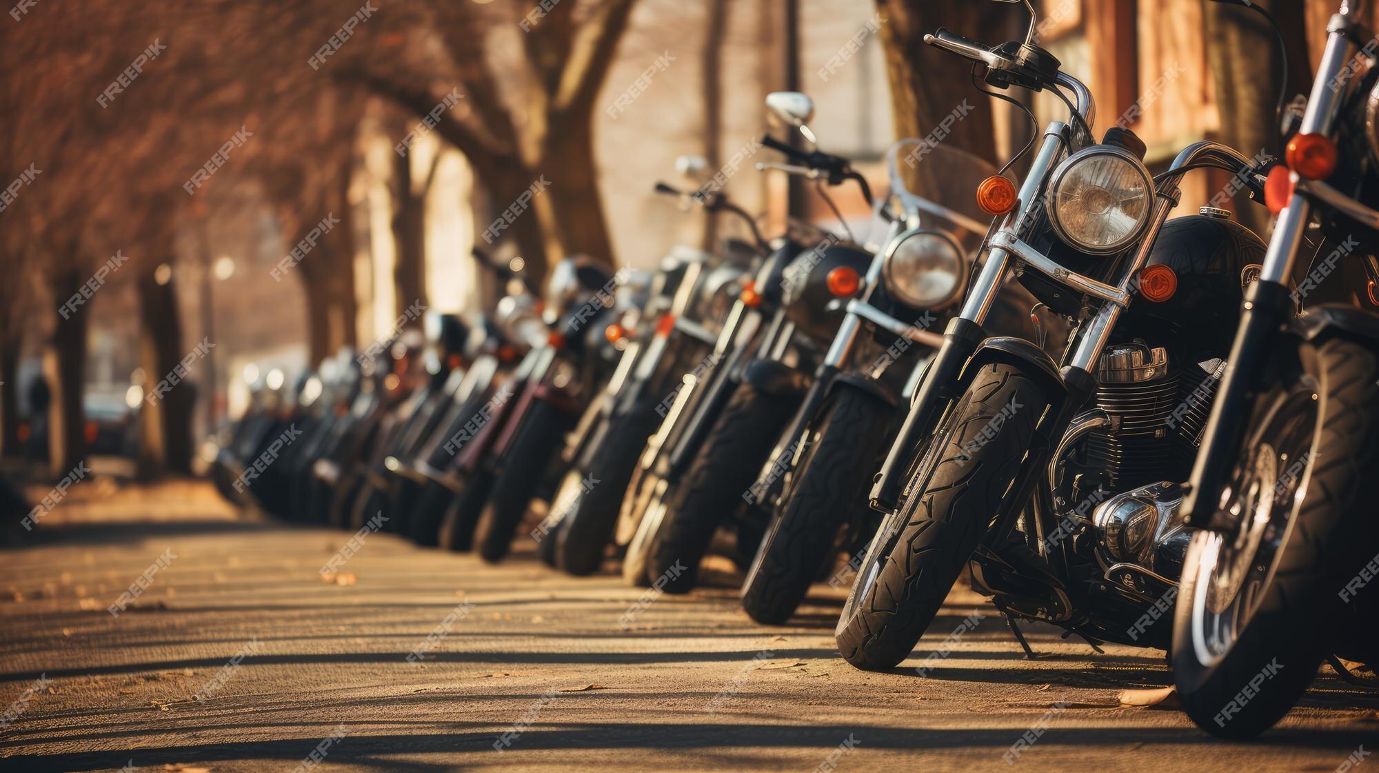 Premium Photo | Motorcycles lined up AI generated Image Premium Photo | Motorcycles lined up AI generated Image