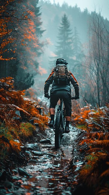 Premium Photo | Mountain biker navigating a rugged trail Premium Photo | Mountain biker navigating a rugged trail