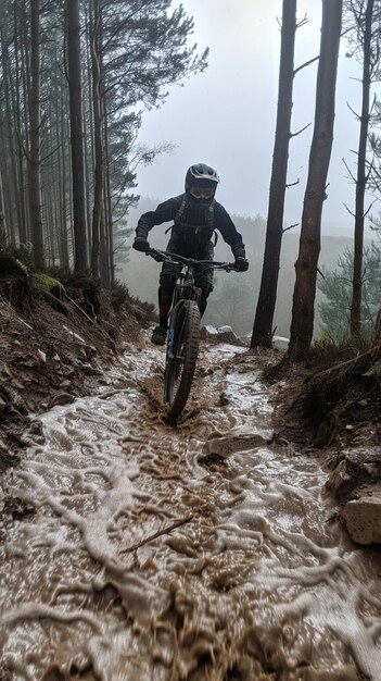 Premium Photo | Mountain biker navigating a rugged trail Premium Photo | Mountain biker navigating a rugged trail