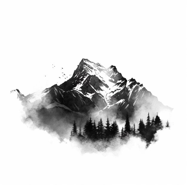 Premium Photo | Mountain ranges white background simple design Premium Photo | Mountain ranges white background simple design