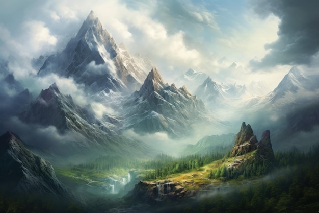 Premium Photo | Mountain top scenery sky Generate AI Premium Photo | Mountain top scenery sky Generate AI