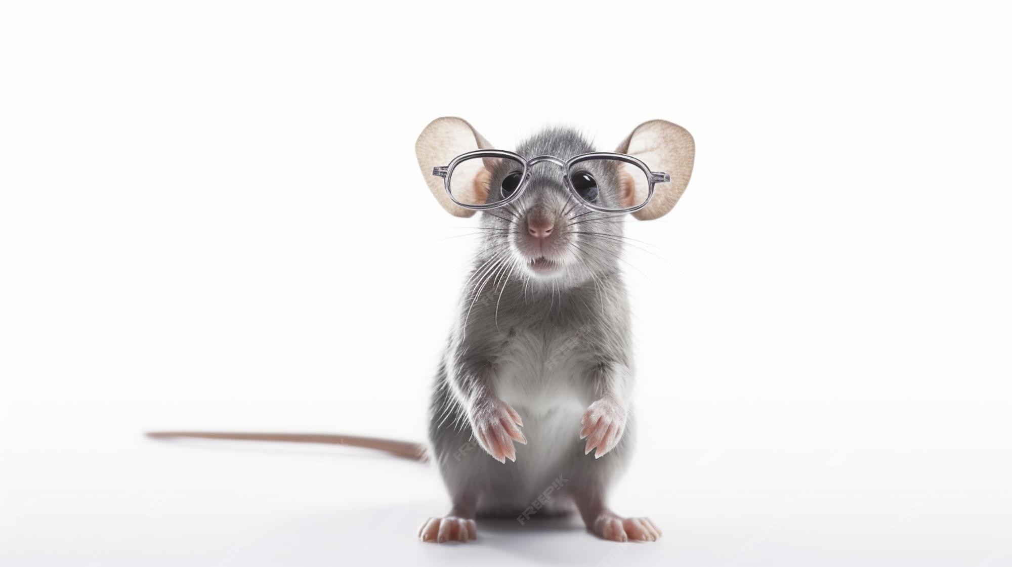 Premium Ai Image A Mouse Wearing Glasses Sits On A White Background