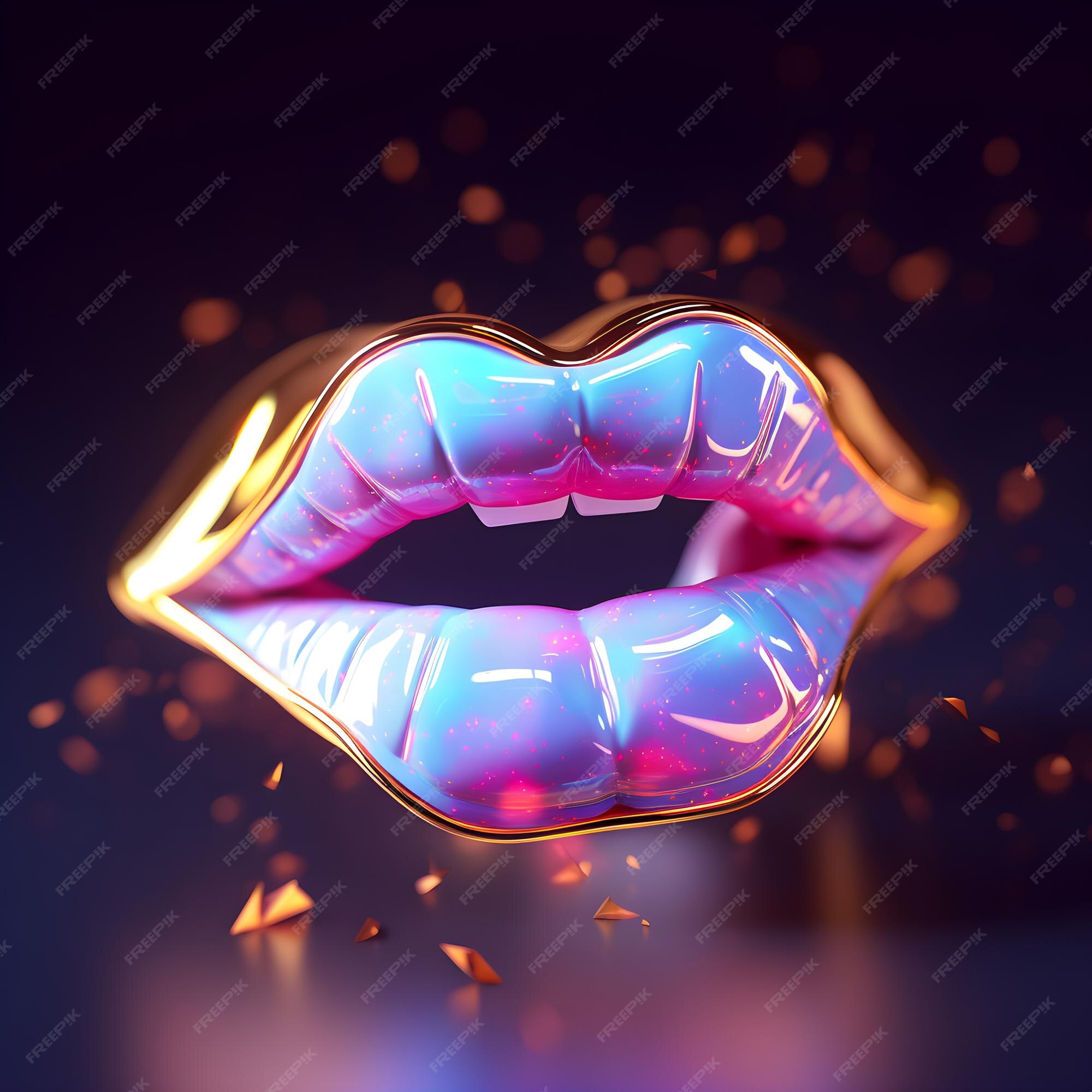 Premium Photo A Mouth With A Glowing Lip And The Word Lips On It