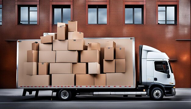 Moving Truck with Fragile Items Loaded Efficiently | Premium AI ... Moving Truck with Fragile Items Loaded Efficiently | Premium AI ...