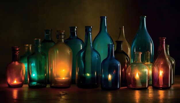 Premium Ai Image Multi Colored Glass Collection Reflects Celebration