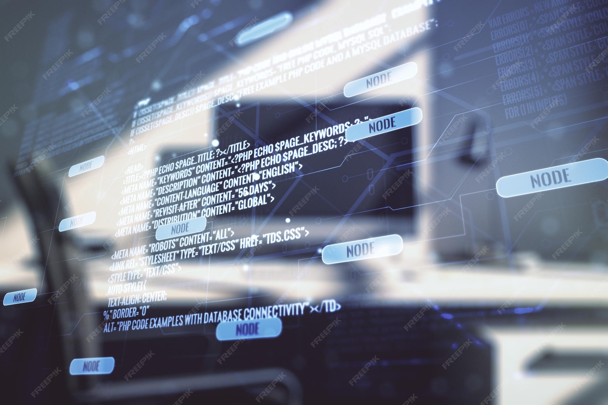 Premium Photo | Multi exposure of abstract creative coding sketch and ...