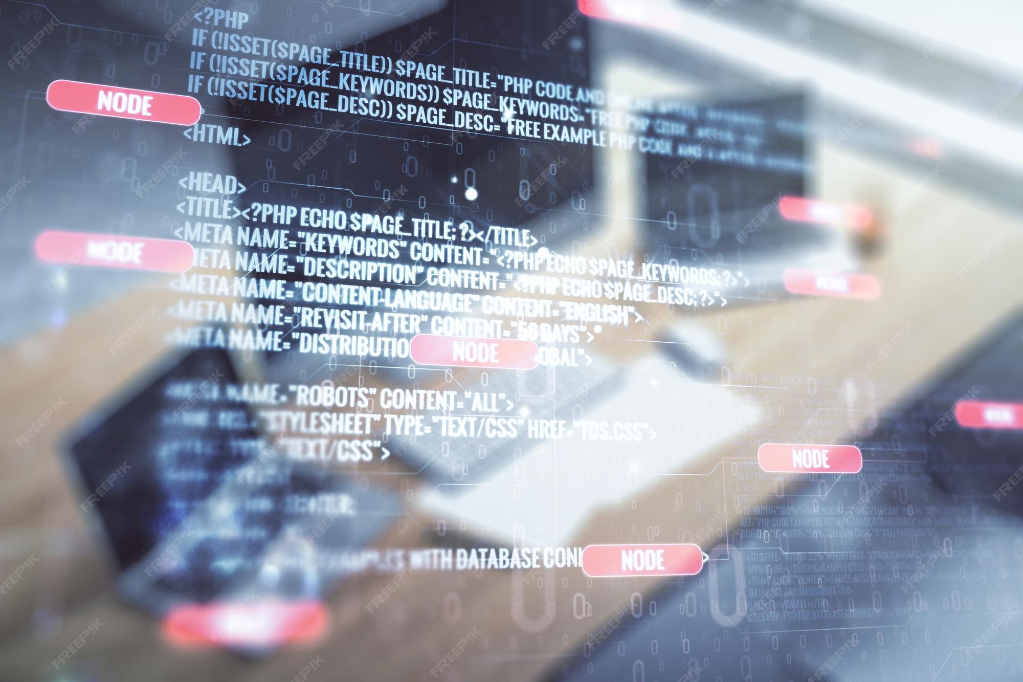 Premium Photo | Multi exposure of abstract creative coding sketch and ...