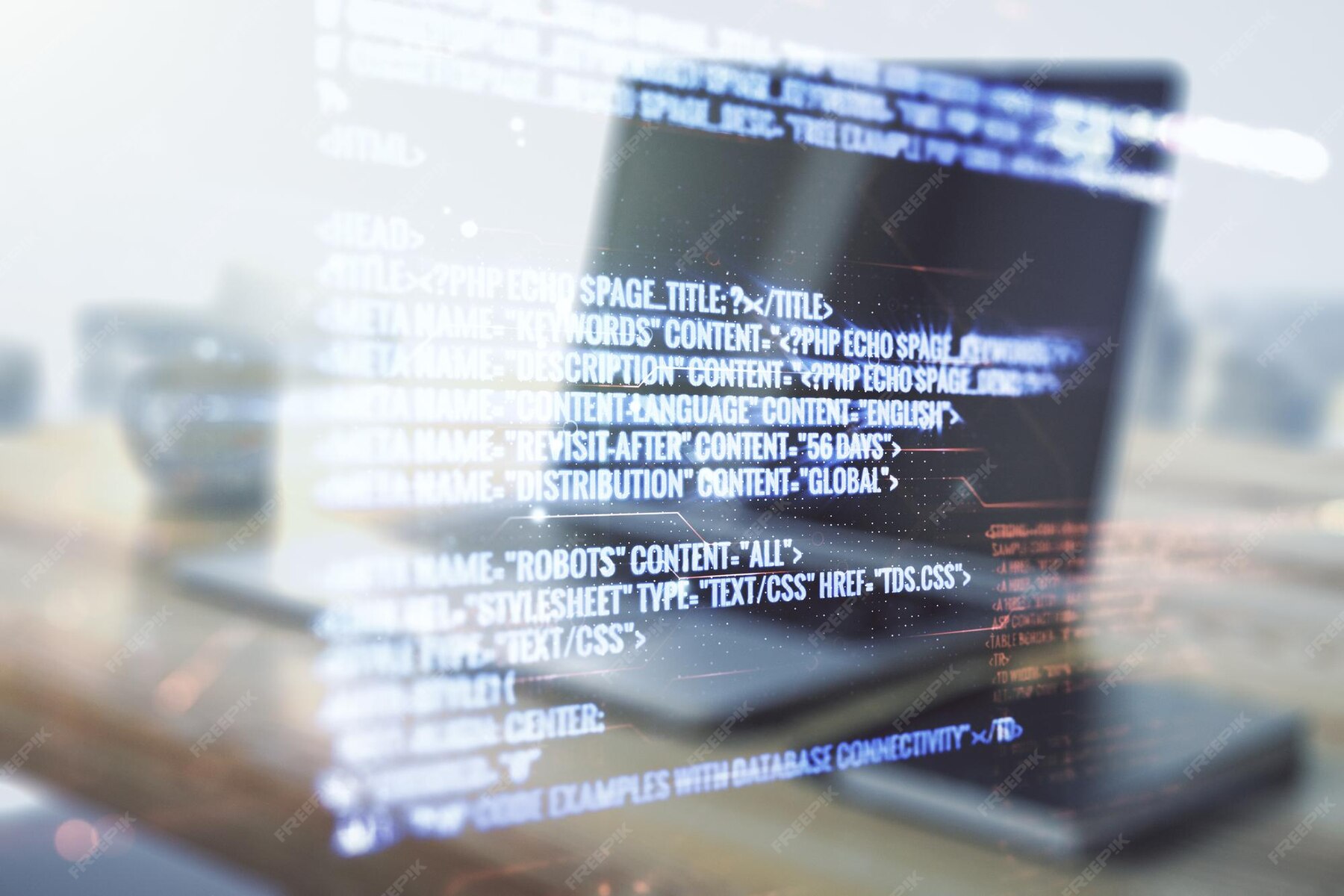 Premium Photo | Multi exposure of abstract creative coding sketch and ...