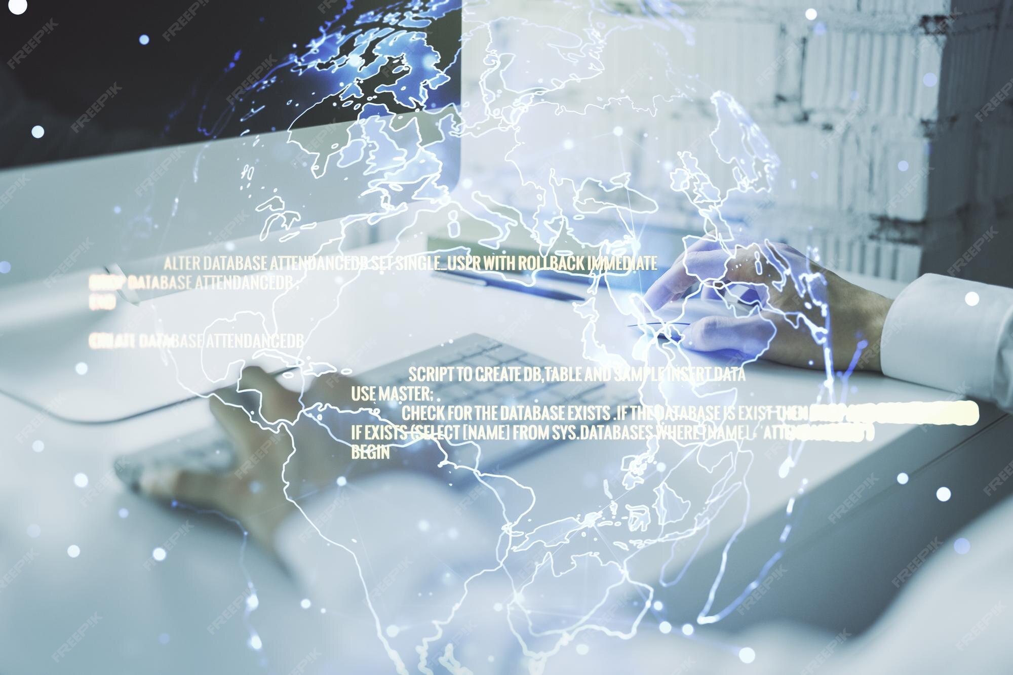 Premium Photo | Multi exposure of abstract creative coding sketch with ...