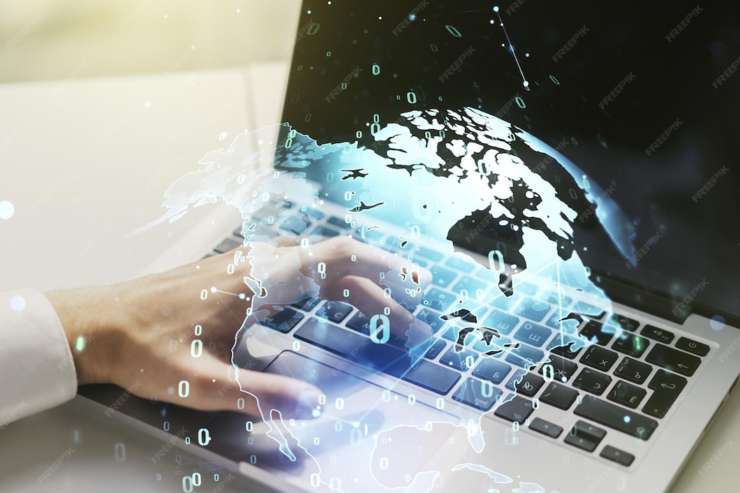 Premium Photo | Multi exposure of abstract creative coding sketch with ...