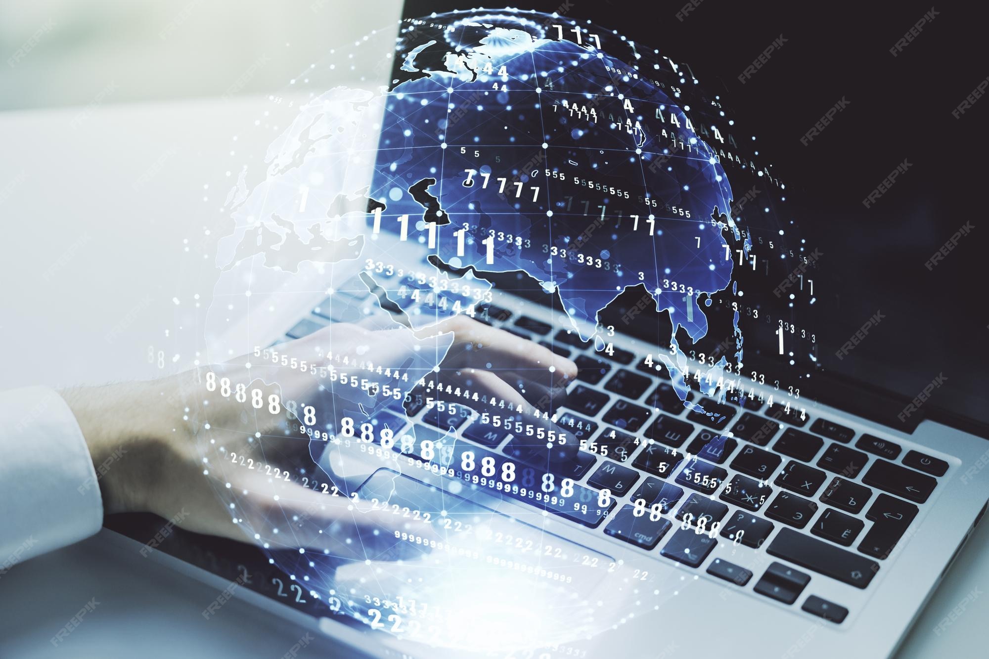 Premium Photo | Multi exposure of abstract creative coding sketch with ...