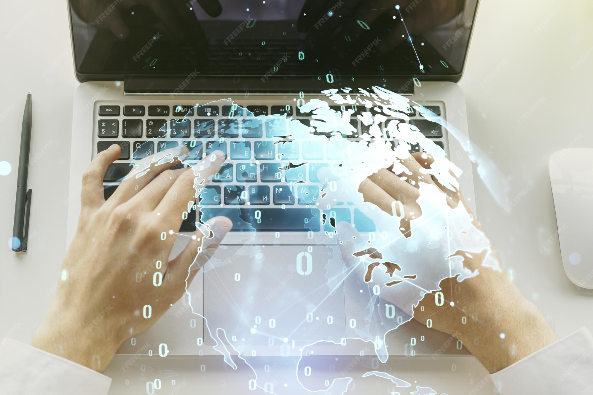 Premium Photo | Multi exposure of abstract creative coding sketch with ...