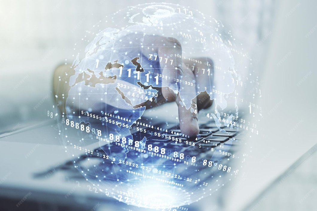 Premium Photo | Multi exposure of abstract graphic coding sketch with ...