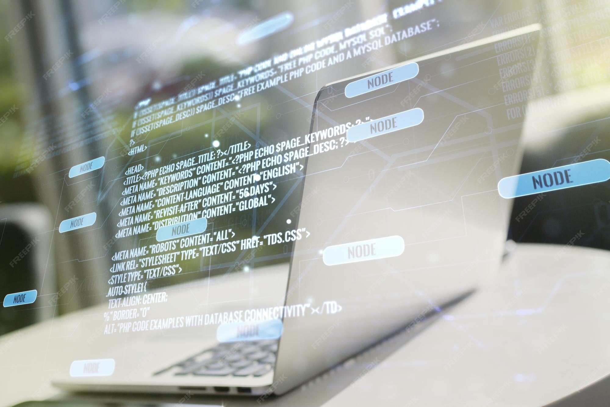 Premium Photo | Multi exposure of abstract programming language ...