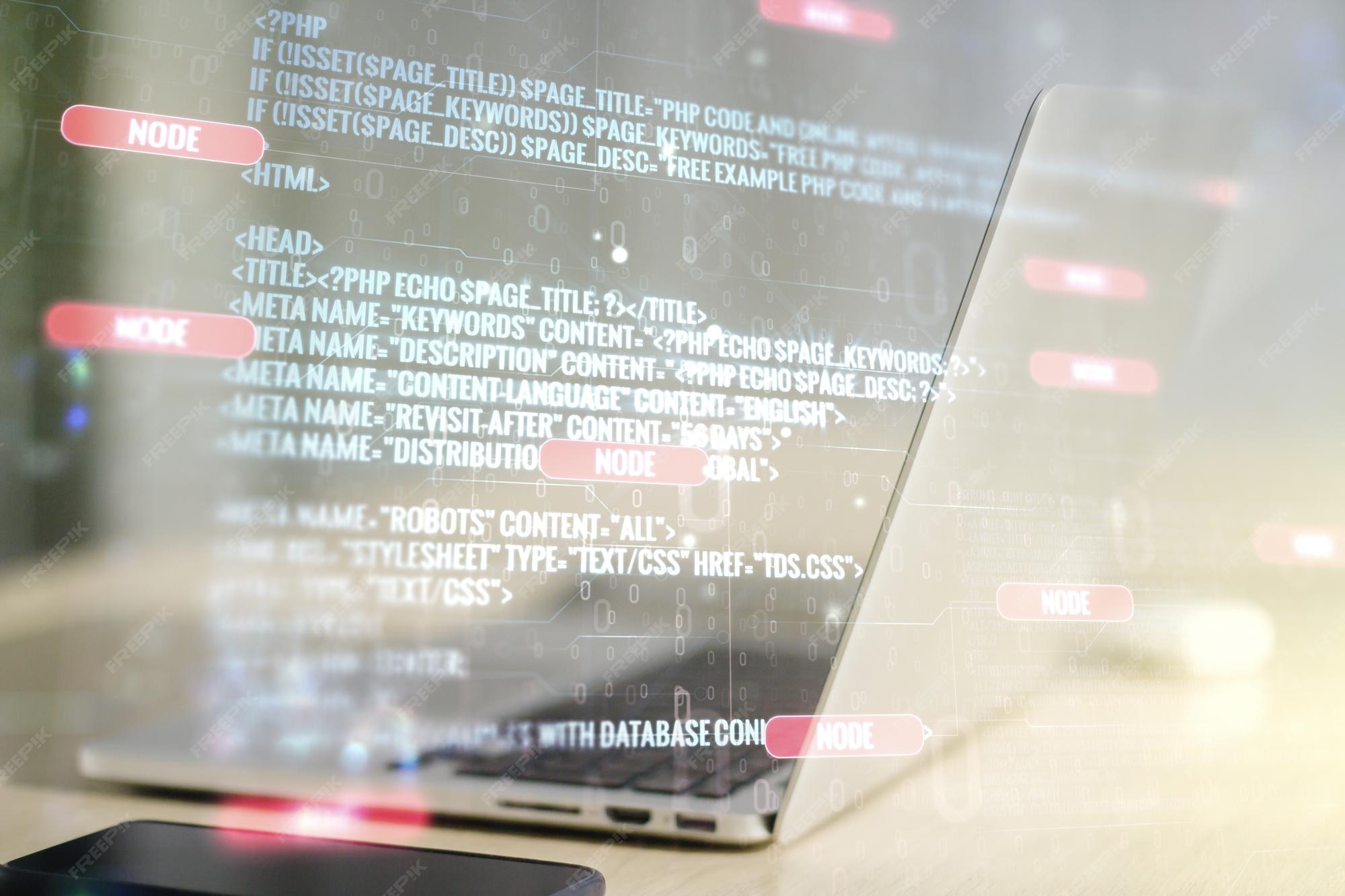 Premium Photo | Multi exposure of abstract programming language ...