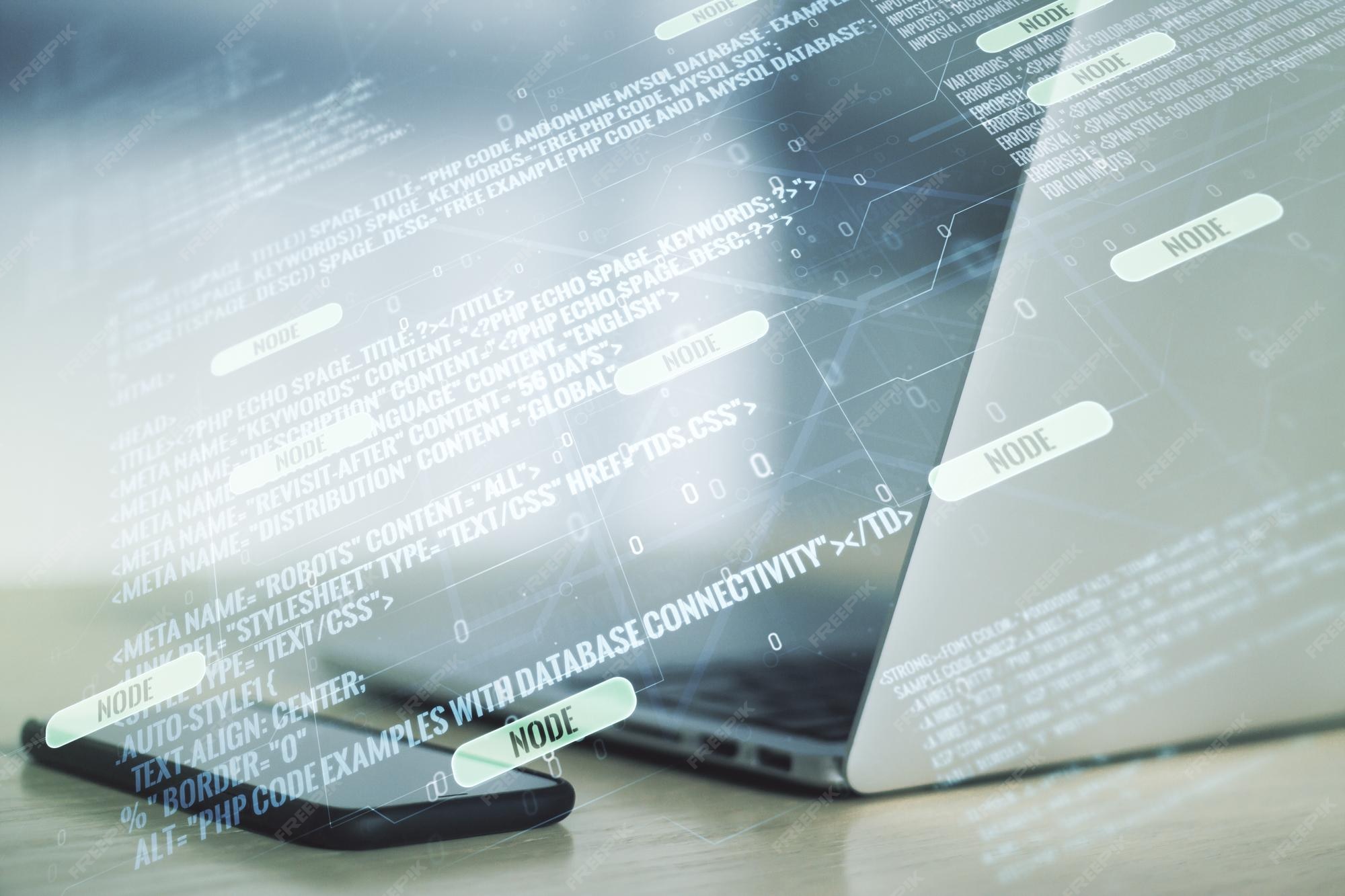 Premium Photo | Multi exposure of abstract programming language ...