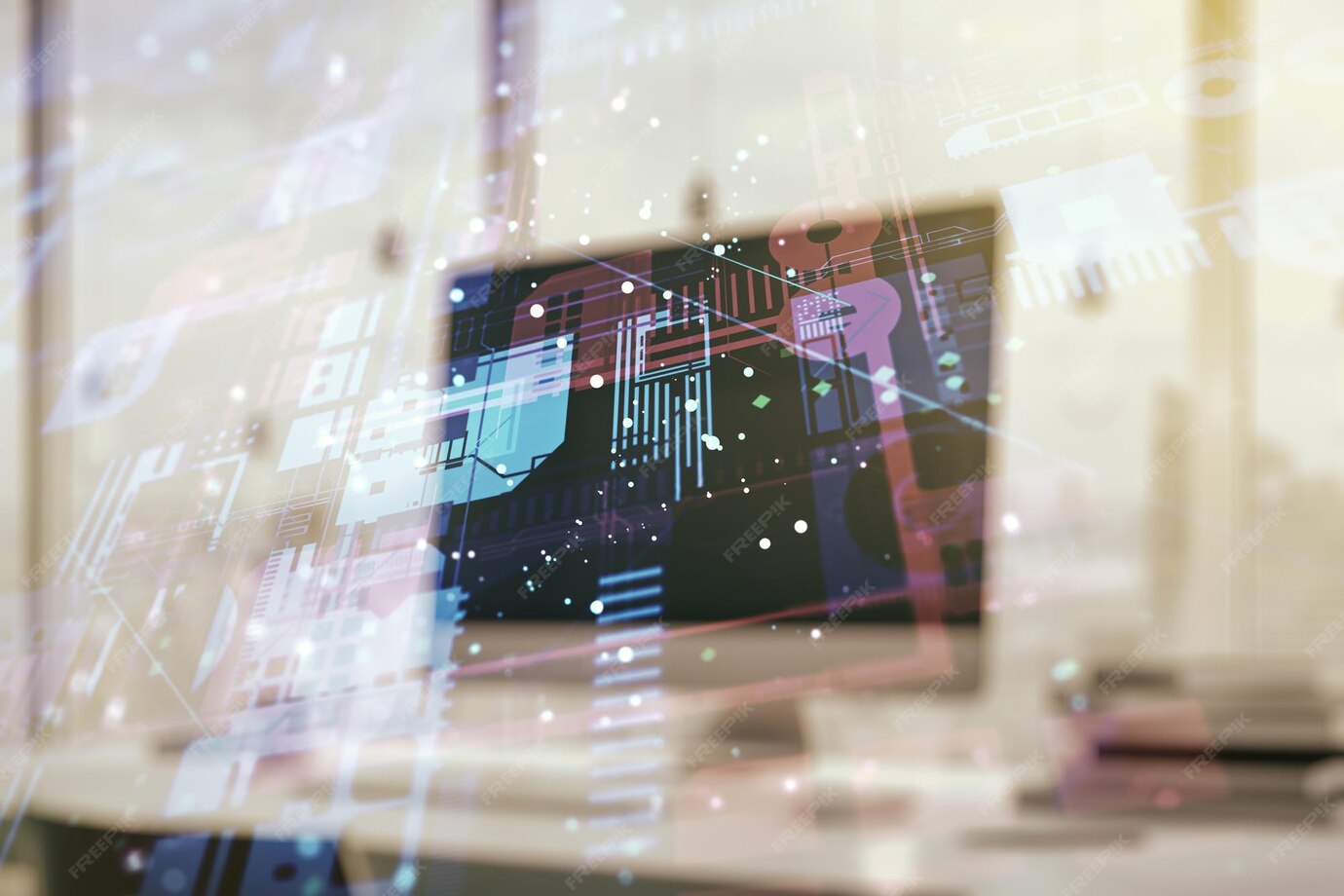 Premium Photo | Multi exposure of abstract programming language ...