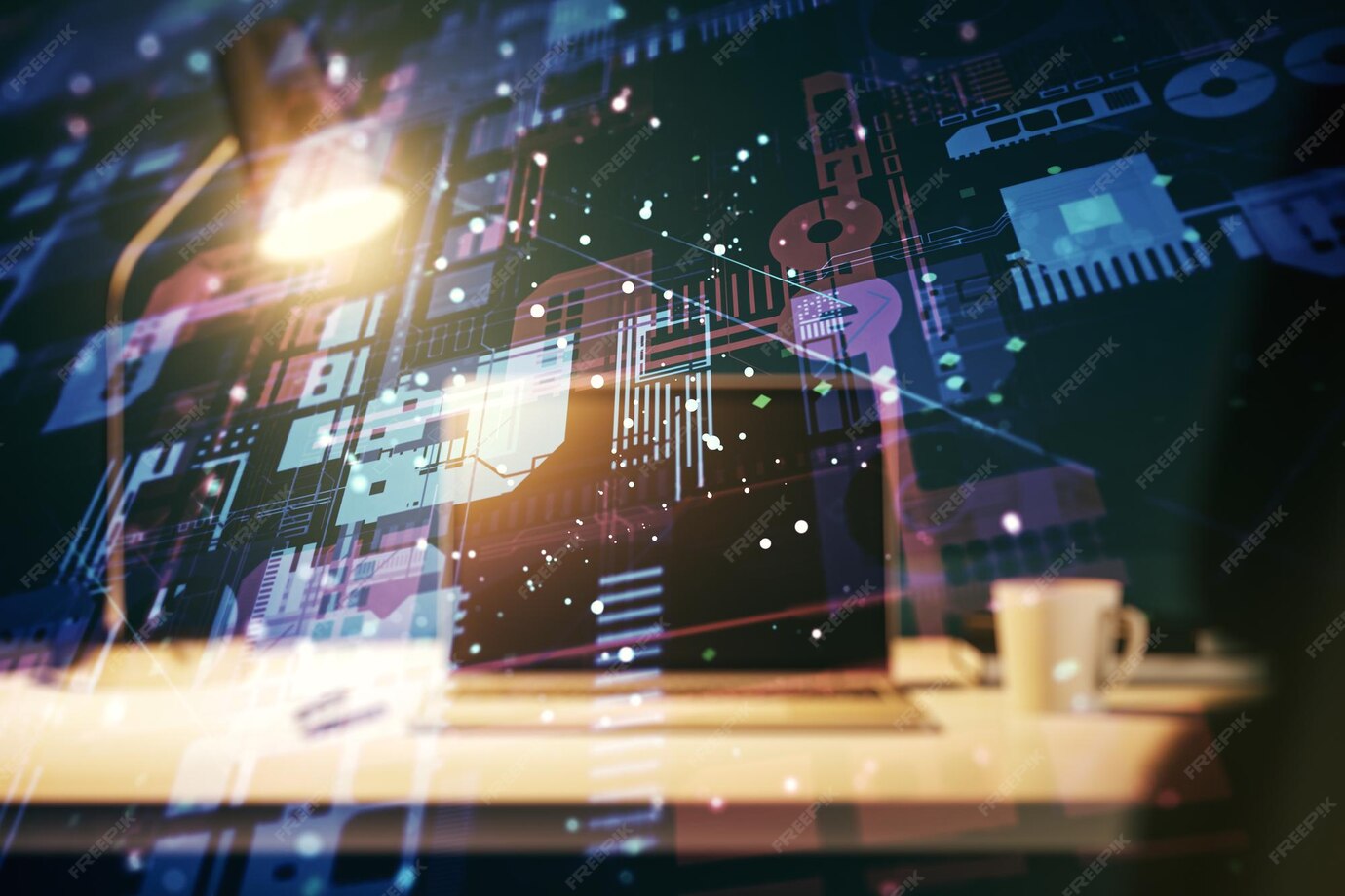 Premium Photo | Multi exposure of abstract programming language ...