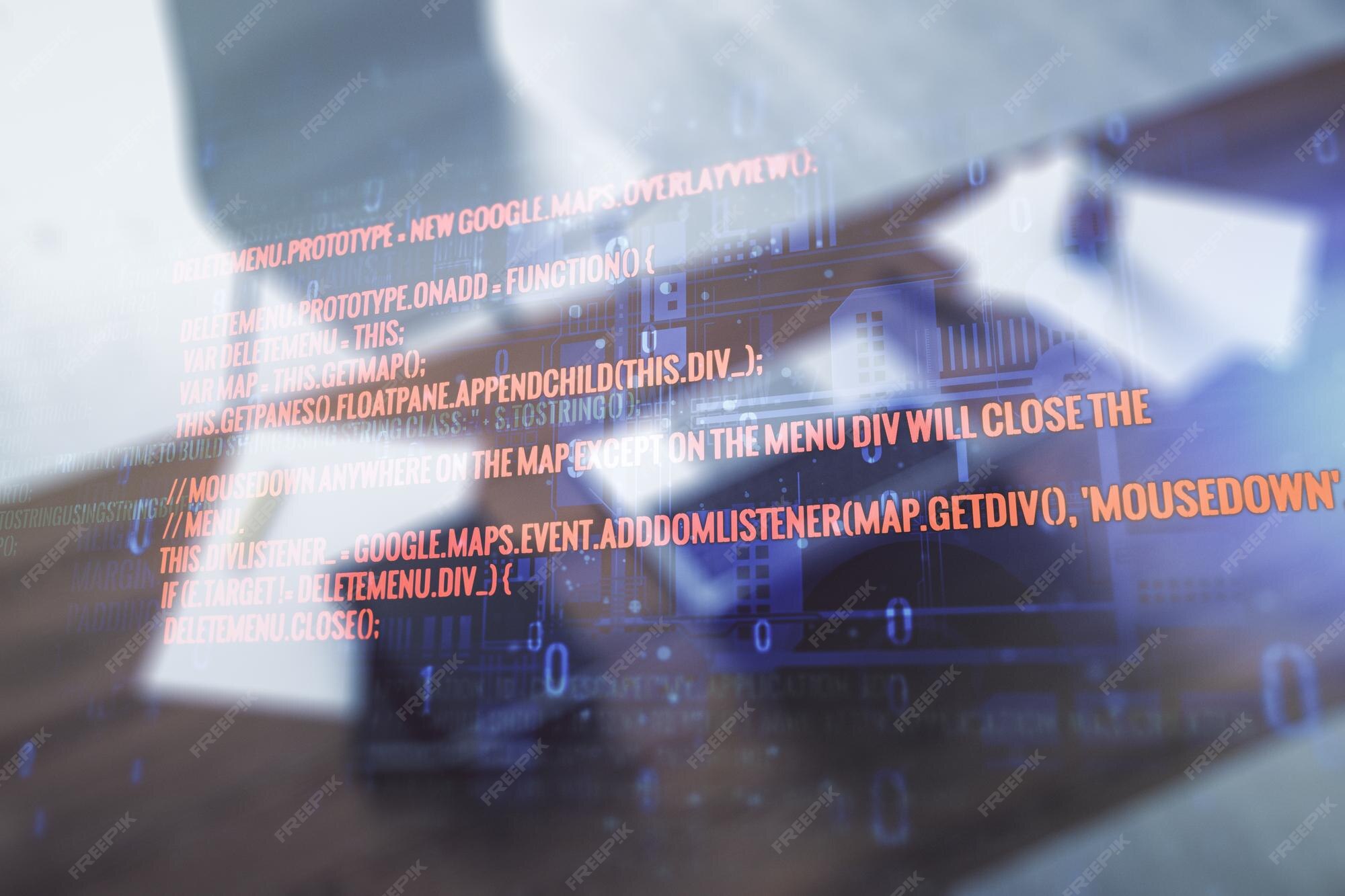 Premium Photo | Multi exposure of abstract programming language ...